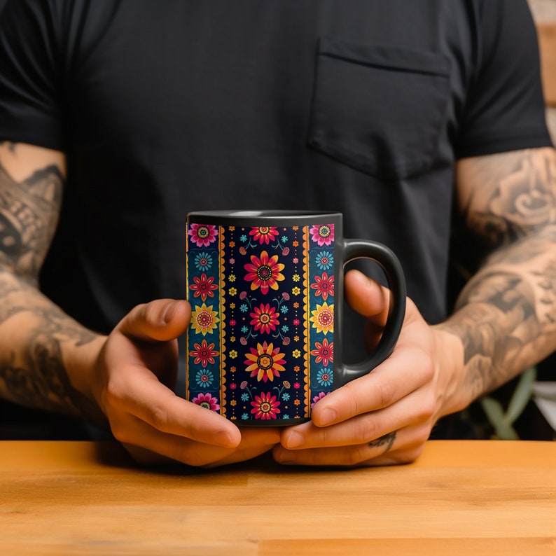 Pakistani Truck Art Inspired Mug, 11 Oz Black Ceramic, Gift for Her ...