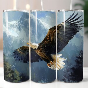 Majestic Eagle in Flight Tumbler Wrap, 20 Oz Skinny Tumbler Sublimation Design, Instant Digital ...