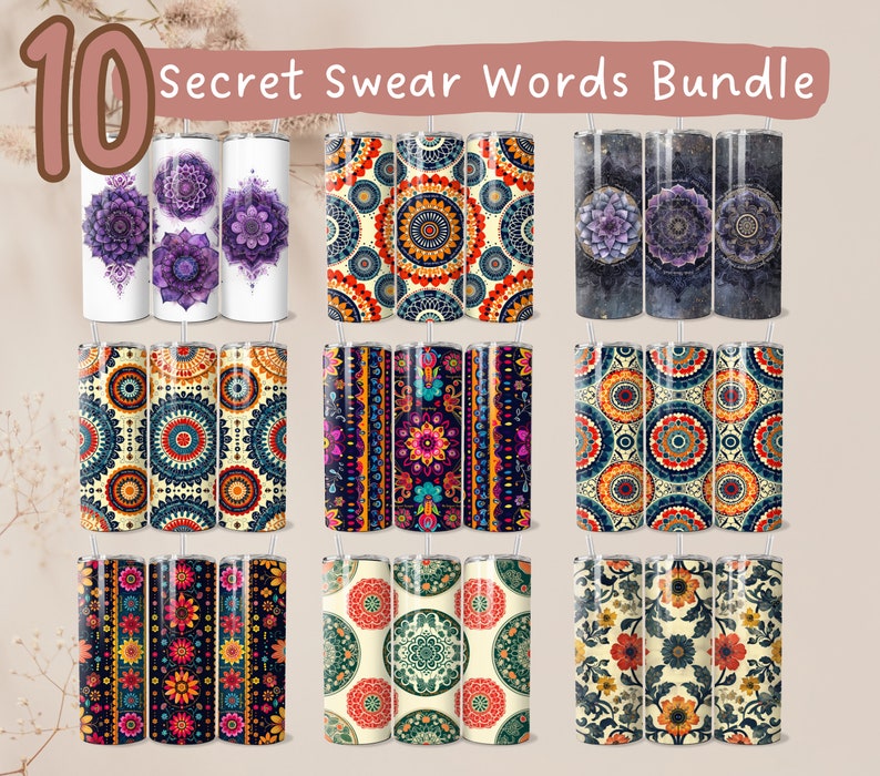 10 Secret Cuss Swear Words Tumbler Wraps Design Bundle, 20 Oz Skinny ...