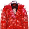 Women Long Spiked Studded Leather Jacket, Red Leather Jacket, Biker ...