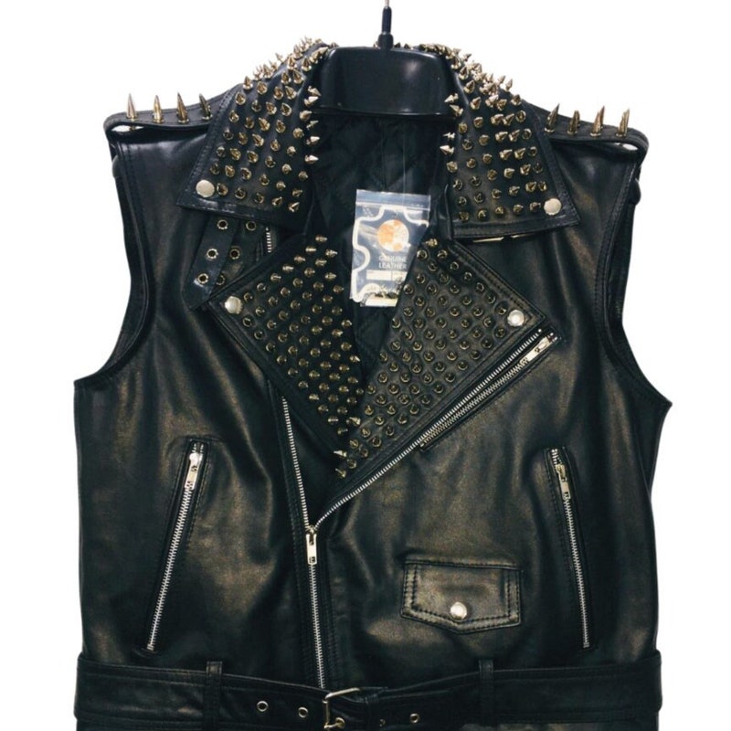 Mens Punk Leather Vest - Etsy