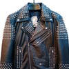 Women Long Spiked Studded Leather Jacket, Red Leather Jacket, Biker ...