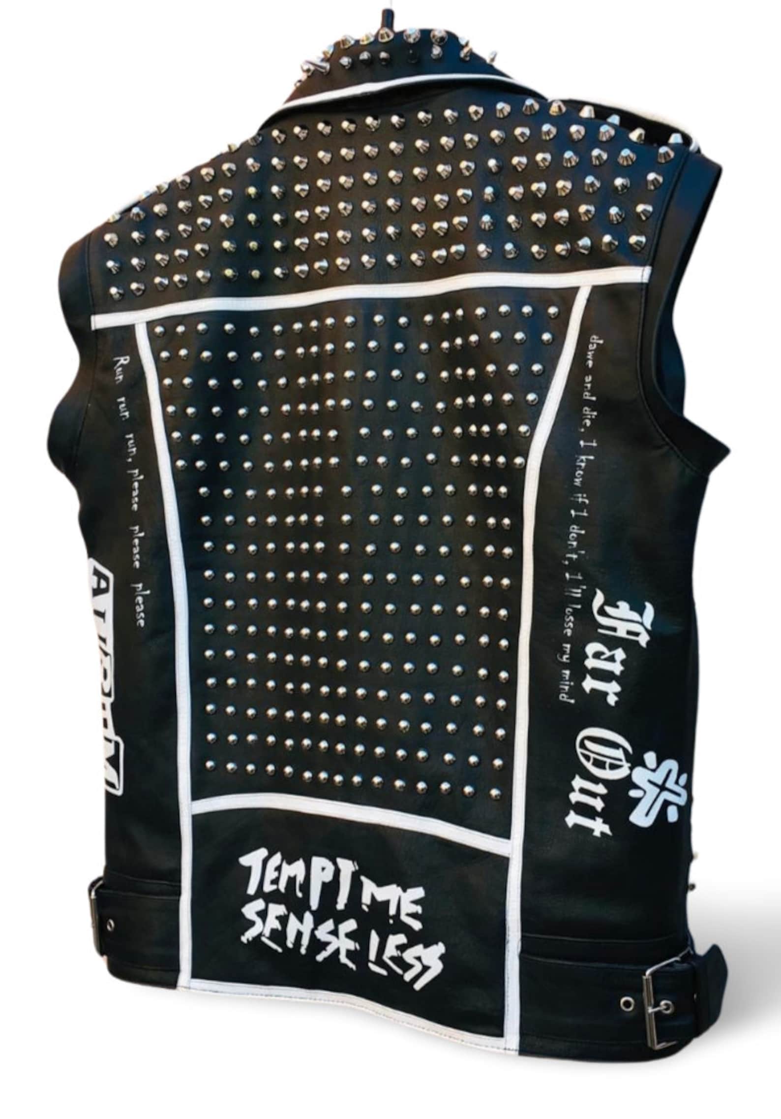 Handmade Men's Black Studded Leather Vest, Steam Punk Studded Vest ...