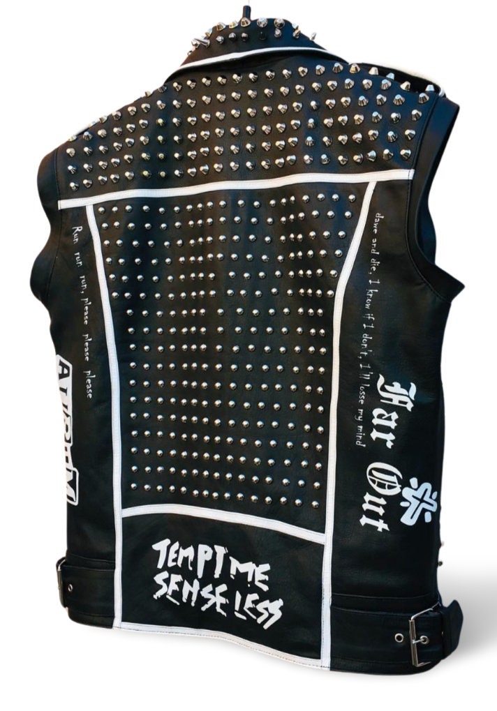 Handmade Men's Black Studded Leather Vest, Steam Punk Studded Vest ...