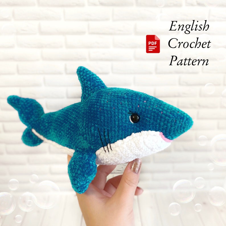 Crochet Snuggler Shark Pattern, Amigurumi Shark Pattern, Sea Creature ...