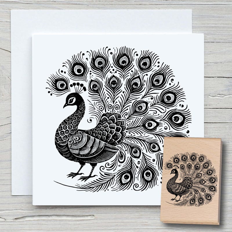 Peacock Rubber Stamp - Etsy