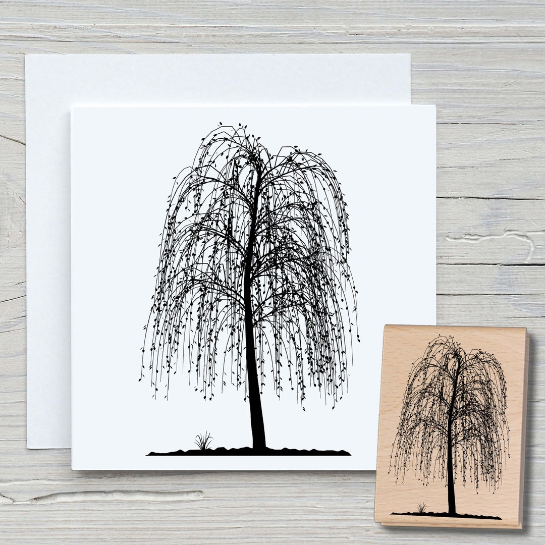 Weeping Willow Stamp - DIY Motif Stamp for Making Cards, Paper, Fabrics ...