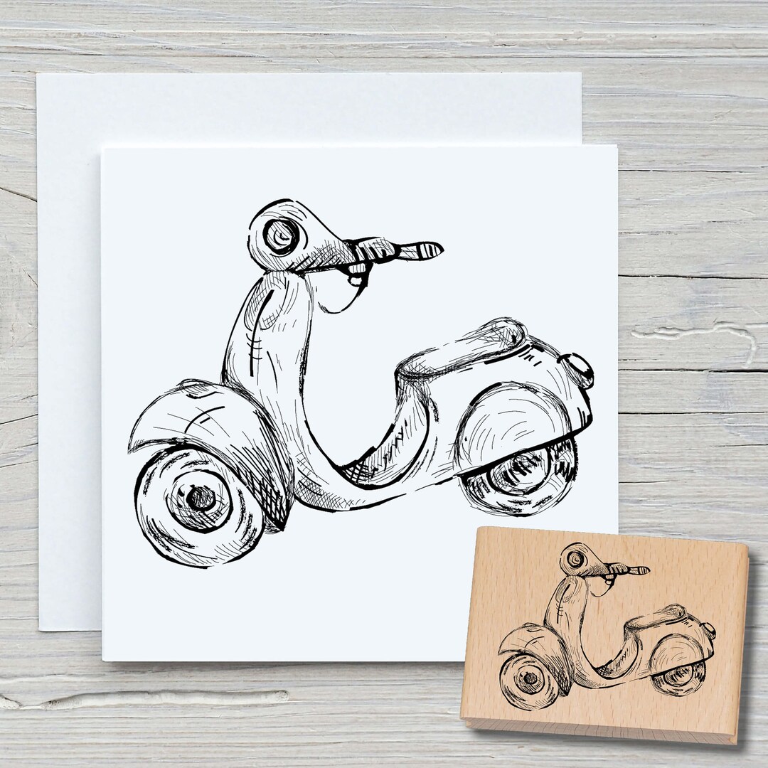 Stamp Scooter DIY Motif Stamp for Making Cards, Paper, Fabrics Hobby ...