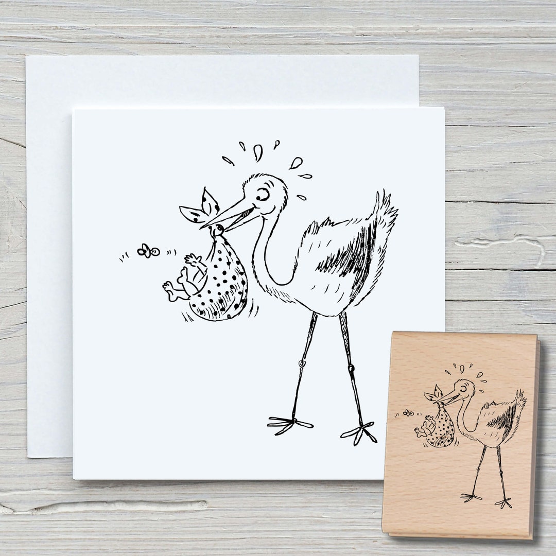 Stork Stamp DIY Motif Stamp for Making Cards, Paper, Fabrics Animals ...
