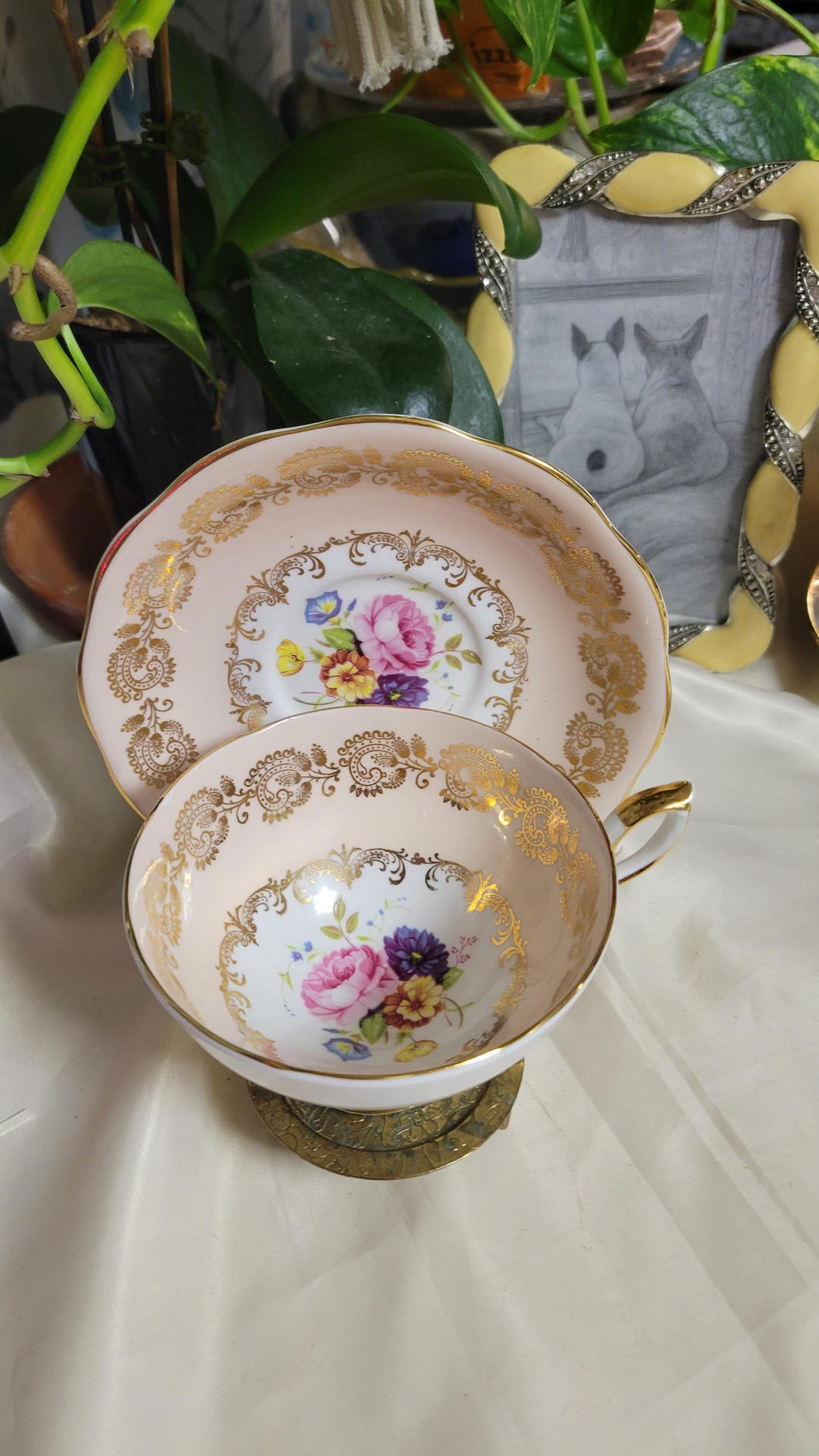Royal Standard Pink Floral Teacup Saucer Fine Bone China England Gold ...