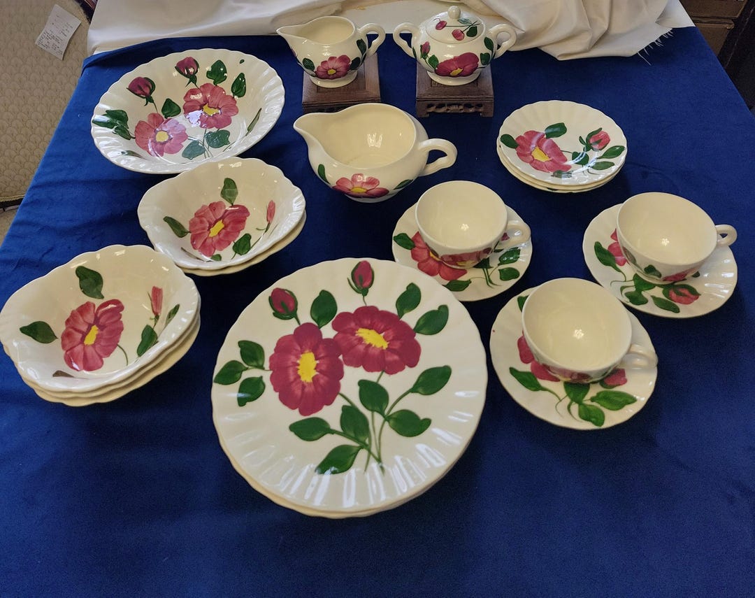 Blue Ridge Southern Pottery Hand Painted Floral Dinnerware Set 19 ...