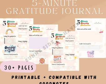5-minute Boho Gratitude Journal, Boho Wildflower Printable Digital ...