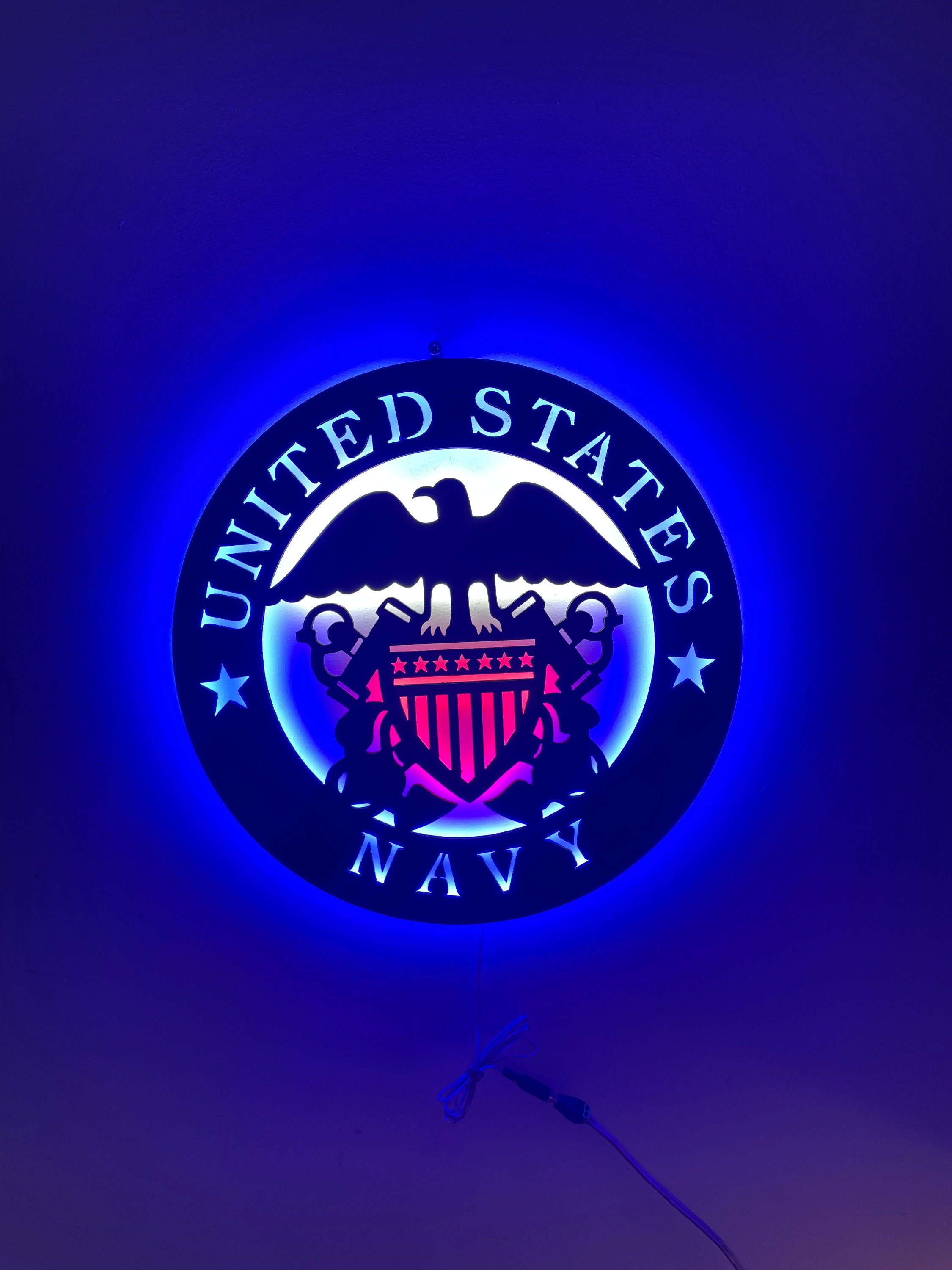 United States Navy Metal Led Wall Sign, US Armed Forces Wall Art, US ...