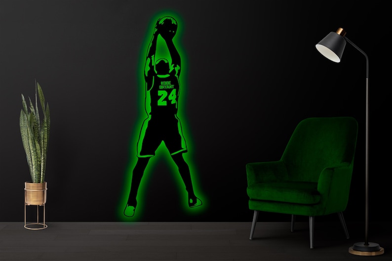 Kobe Bryant Themed Metal LED Wall Art - NBA Legend Lighted Wall Decor ...