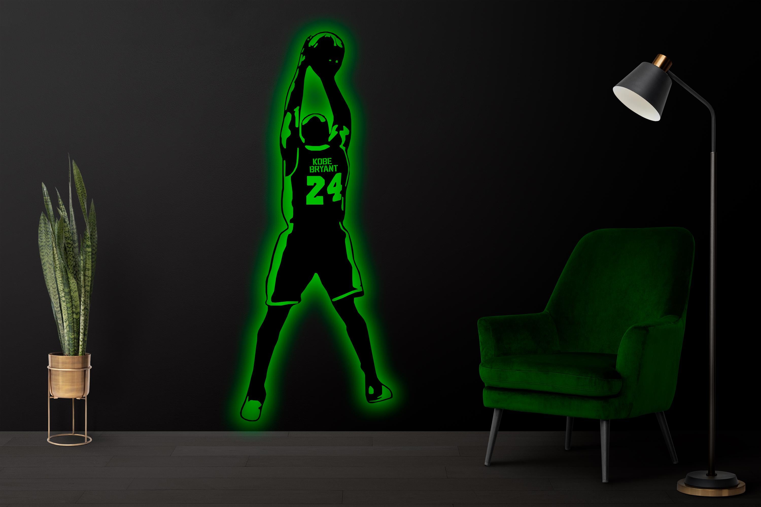 Kobe Bryant Themed Metal LED Wall Art - NBA Legend Lighted Wall Decor ...