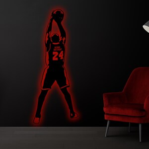 Kobe Bryant Themed Metal LED Wall Art - NBA Legend Lighted Wall Decor ...