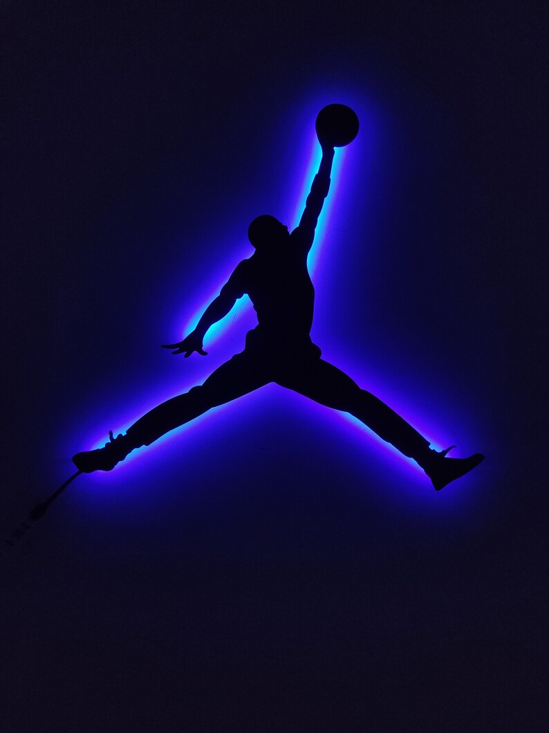 Michael Jordan Jumpman Metal Led Wall Sign, RGB Metal Wall Led Decor ...