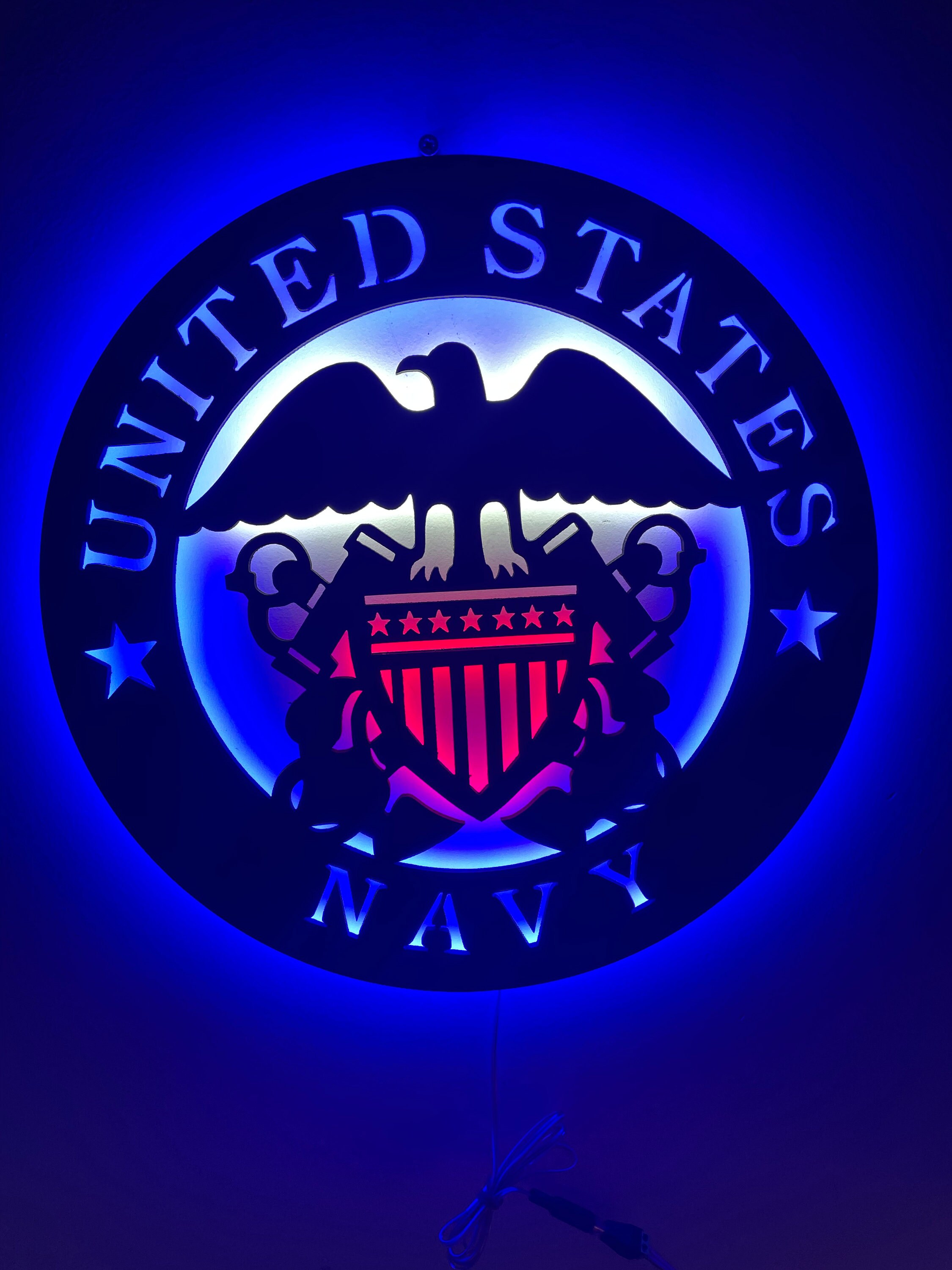 United States Navy Metal Led Wall Sign, US Armed Forces Wall Art, US ...