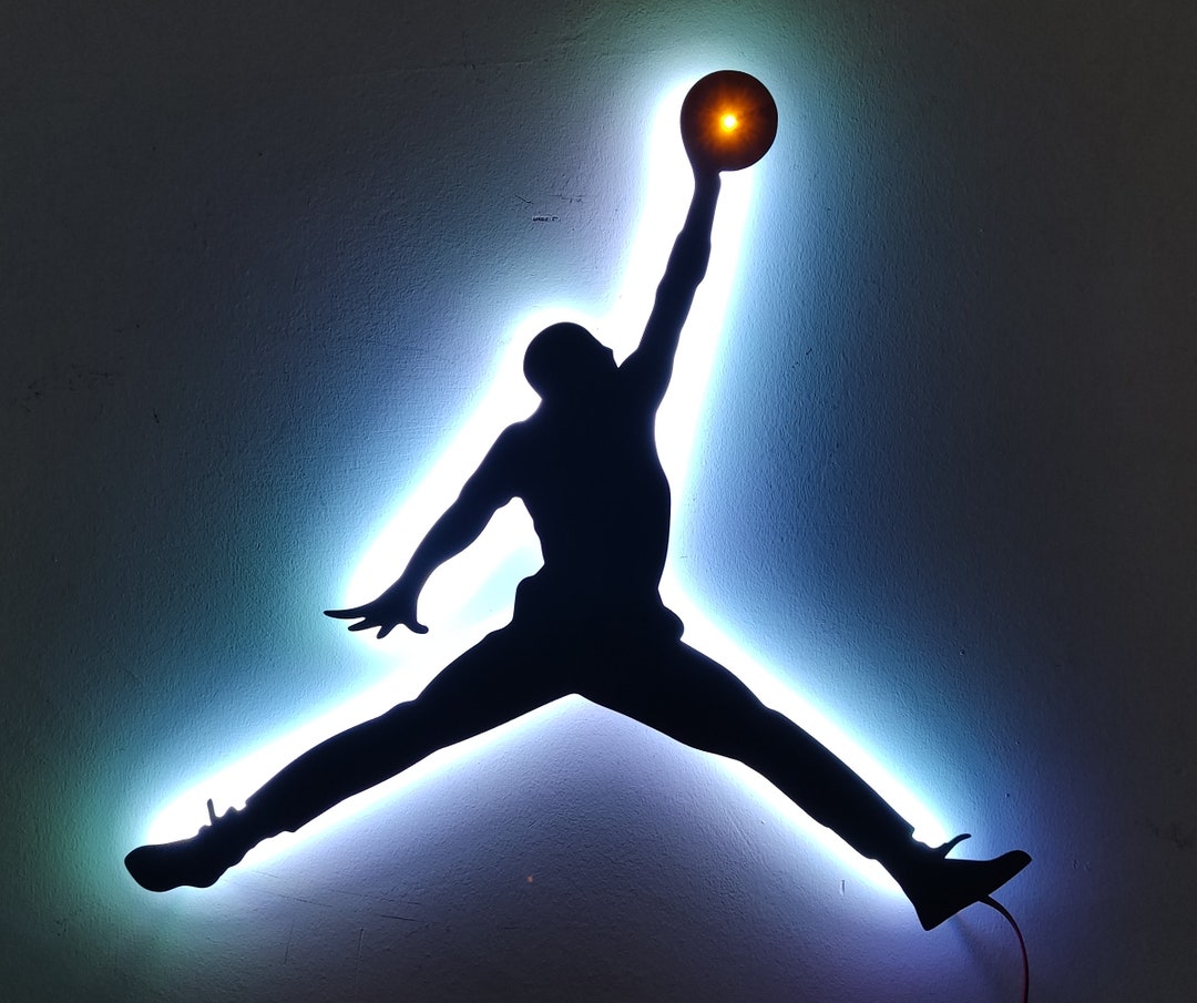 Michael Jordan Jumpman Metal Led Wall Sign, RGB Metal Wall Led Decor ...