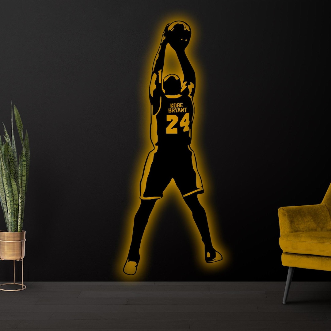 Kobe Bryant Themed Metal LED Wall Art - NBA Legend Lighted Wall Decor ...