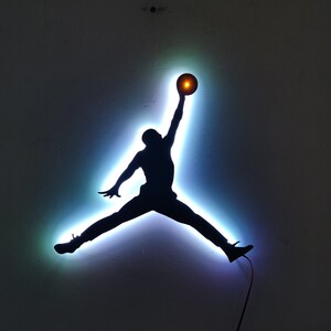 Michael Jordan Jumpman Metal Led Wall Sign, RGB Metal Wall Led Decor ...