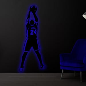Kobe Bryant Themed Metal LED Wall Art - NBA Legend Lighted Wall Decor ...