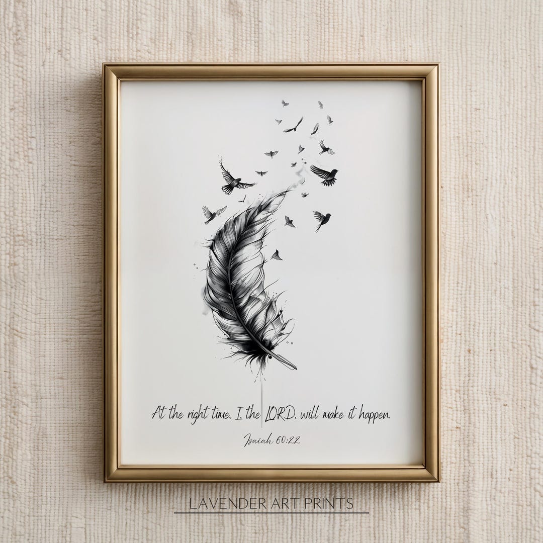 Isaiah 60:22 Bible Verse Wall Art Digital Print Christian Gift Feather ...