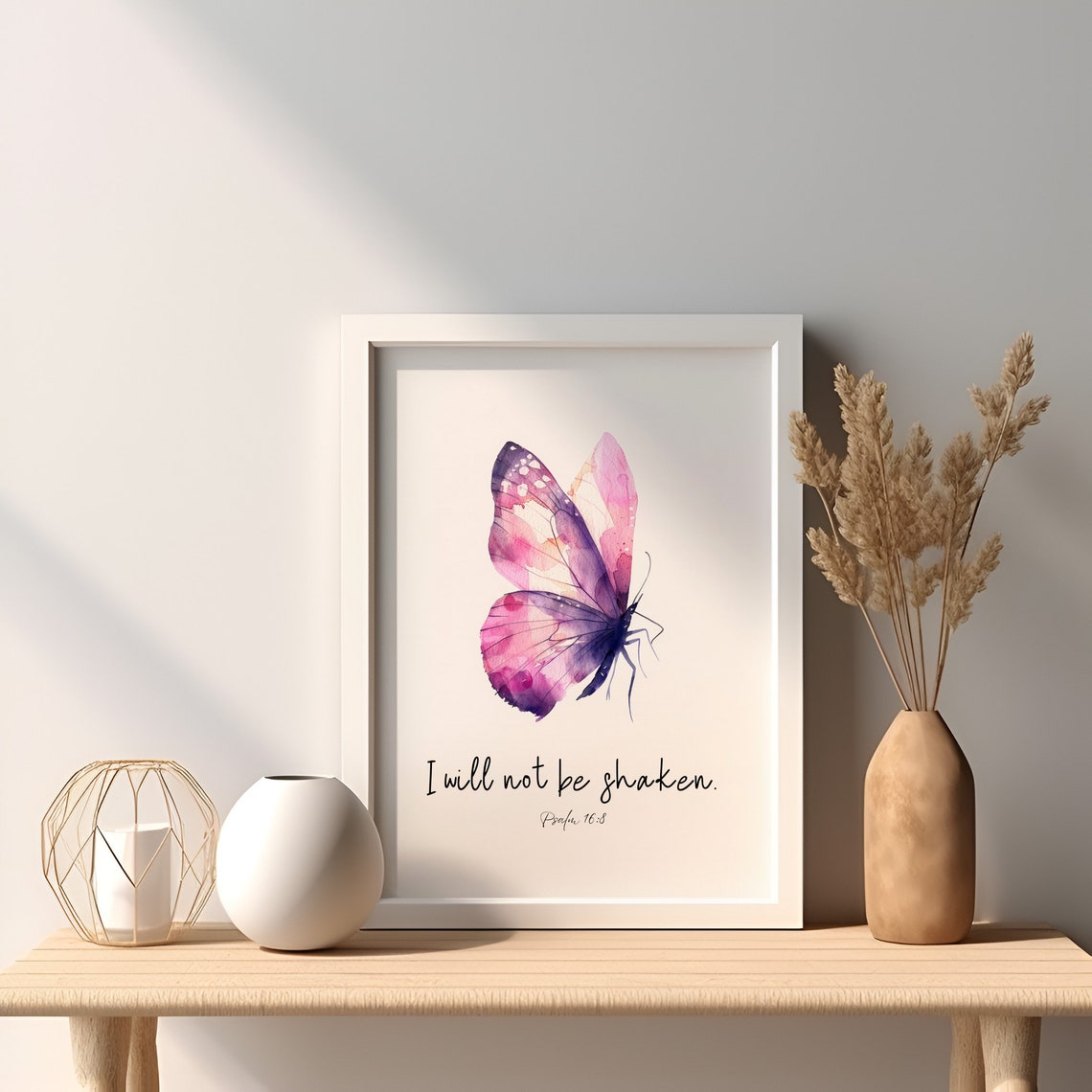 I Will Not Be Shaken Bible Verse Wall Art, Psalm 16:8, Digital ...