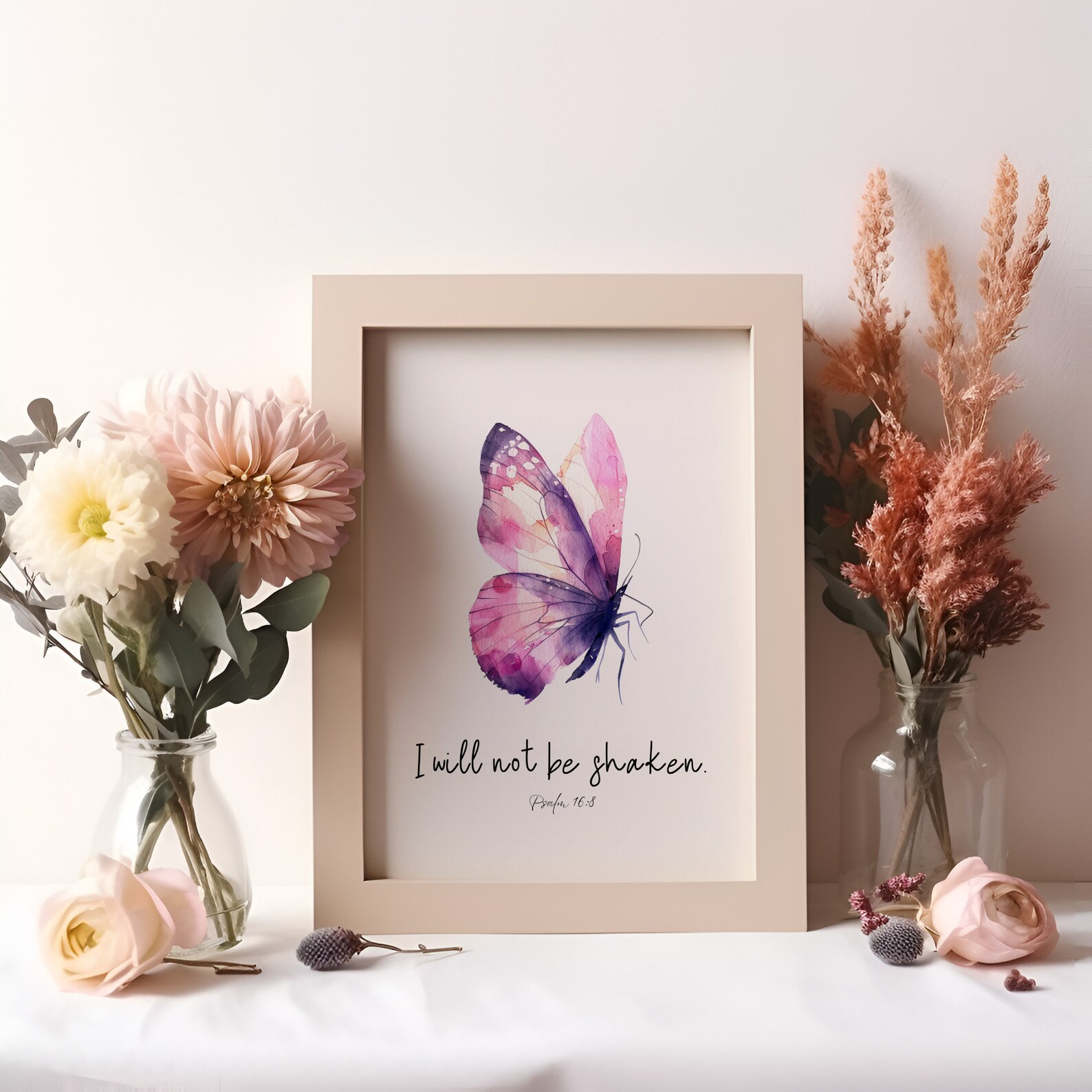 I Will Not Be Shaken Bible Verse Wall Art, Psalm 16:8, Digital ...