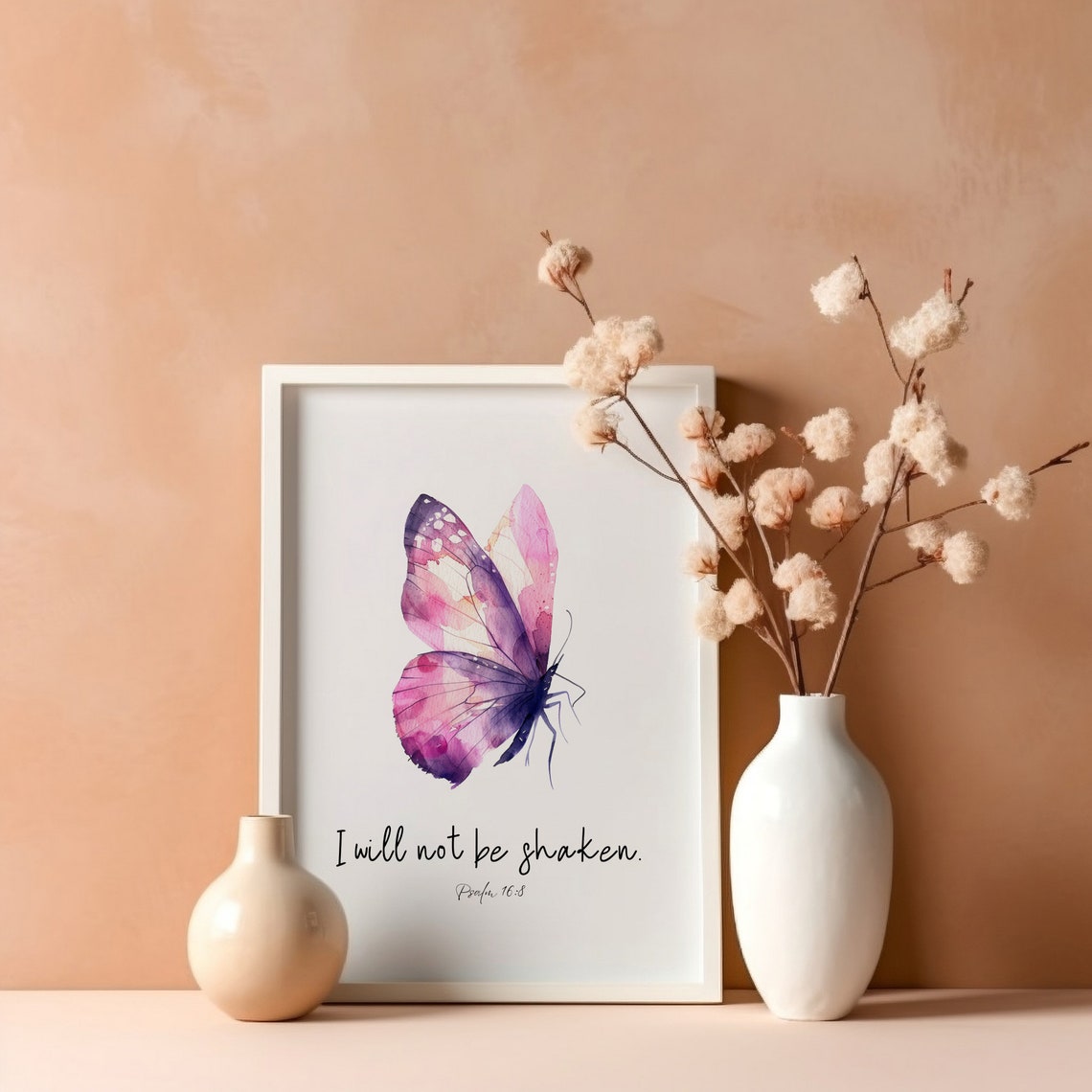 I Will Not Be Shaken Bible Verse Wall Art, Psalm 16:8, Digital ...