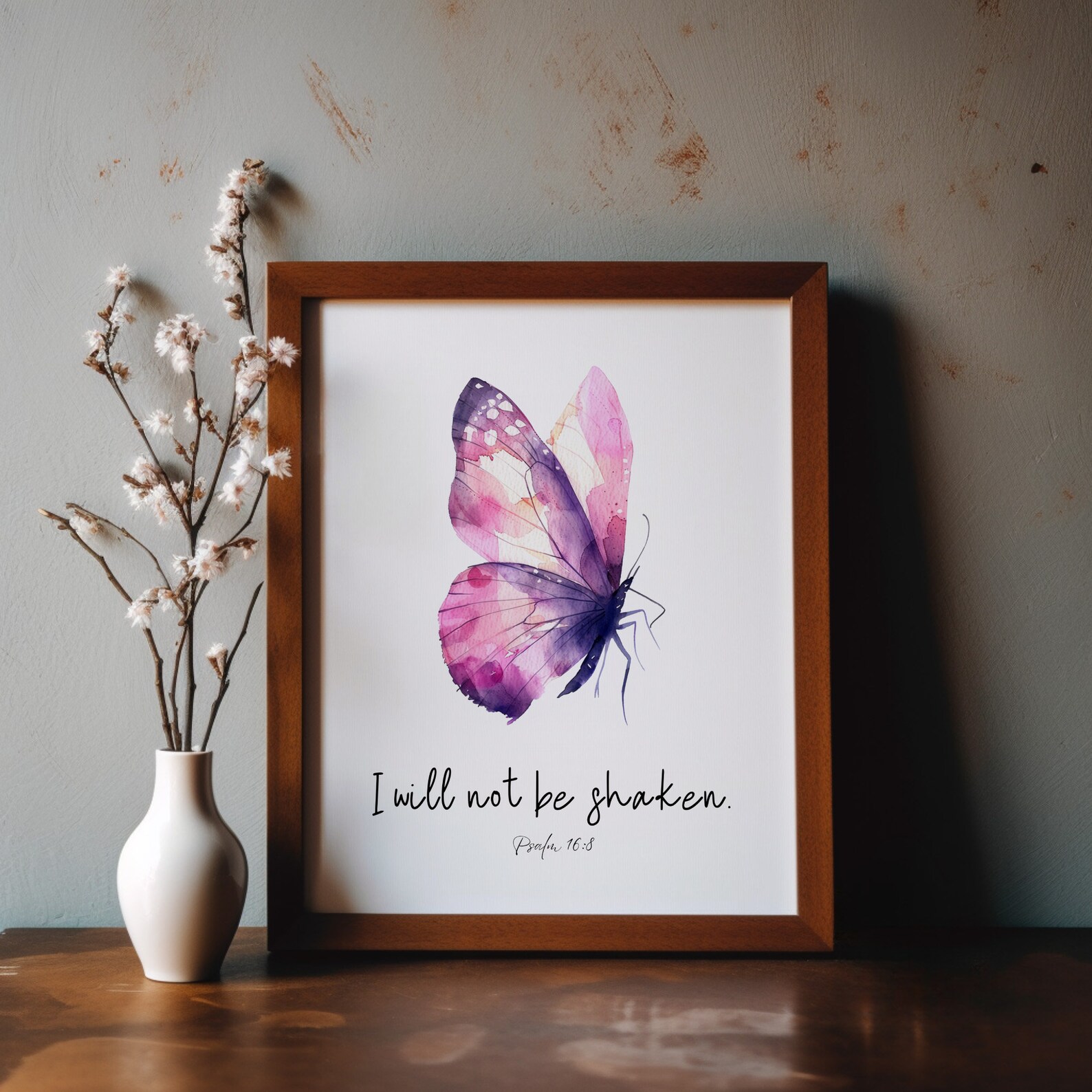 I Will Not Be Shaken Bible Verse Wall Art, Psalm 16:8, Digital ...