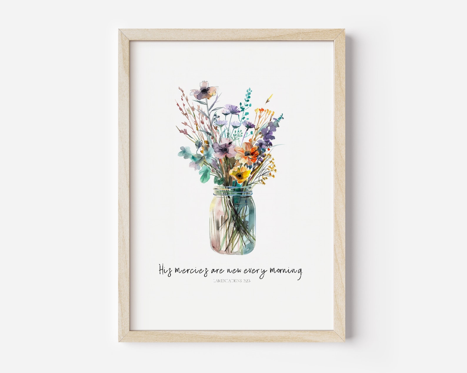 His Mercies Are New Every Morning Bible Verse Wall Art, Lamentations 3: ...