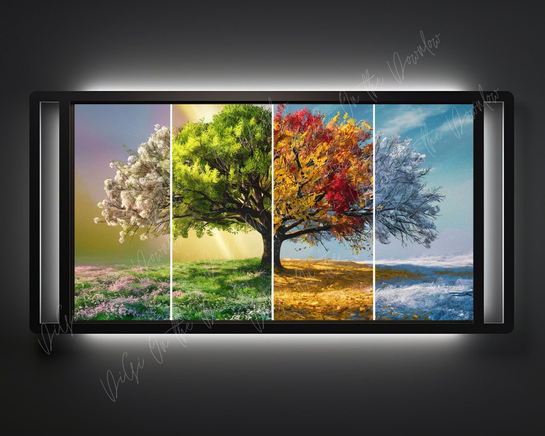 Four Seasons Tree TV Frame Art - Panoramic Seasonal Transition ...