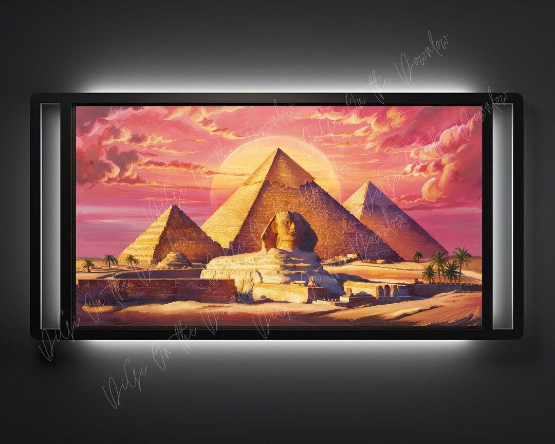 Enigmatic Sphinx and Pyramids TV Frame Art - Egyptian Sunset Majesty ...