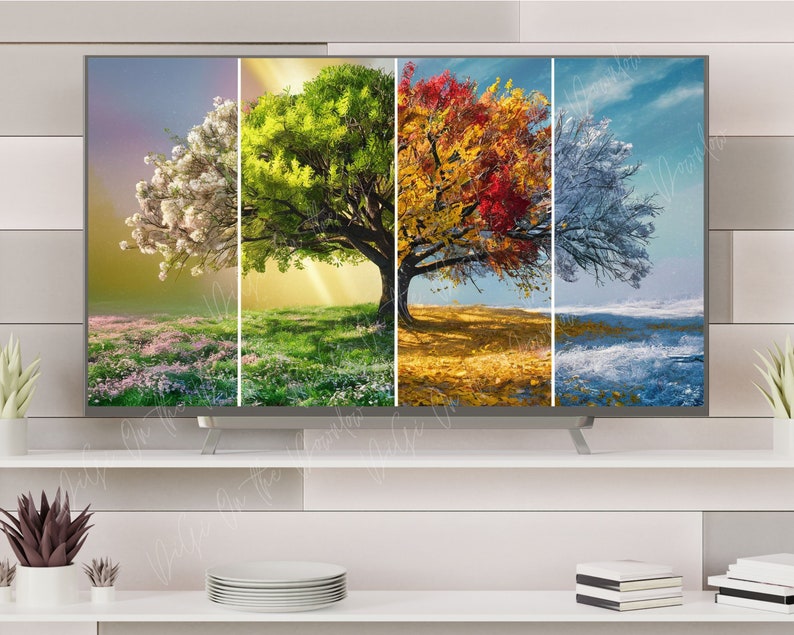 Four Seasons Tree TV Frame Art - Panoramic Seasonal Transition ...