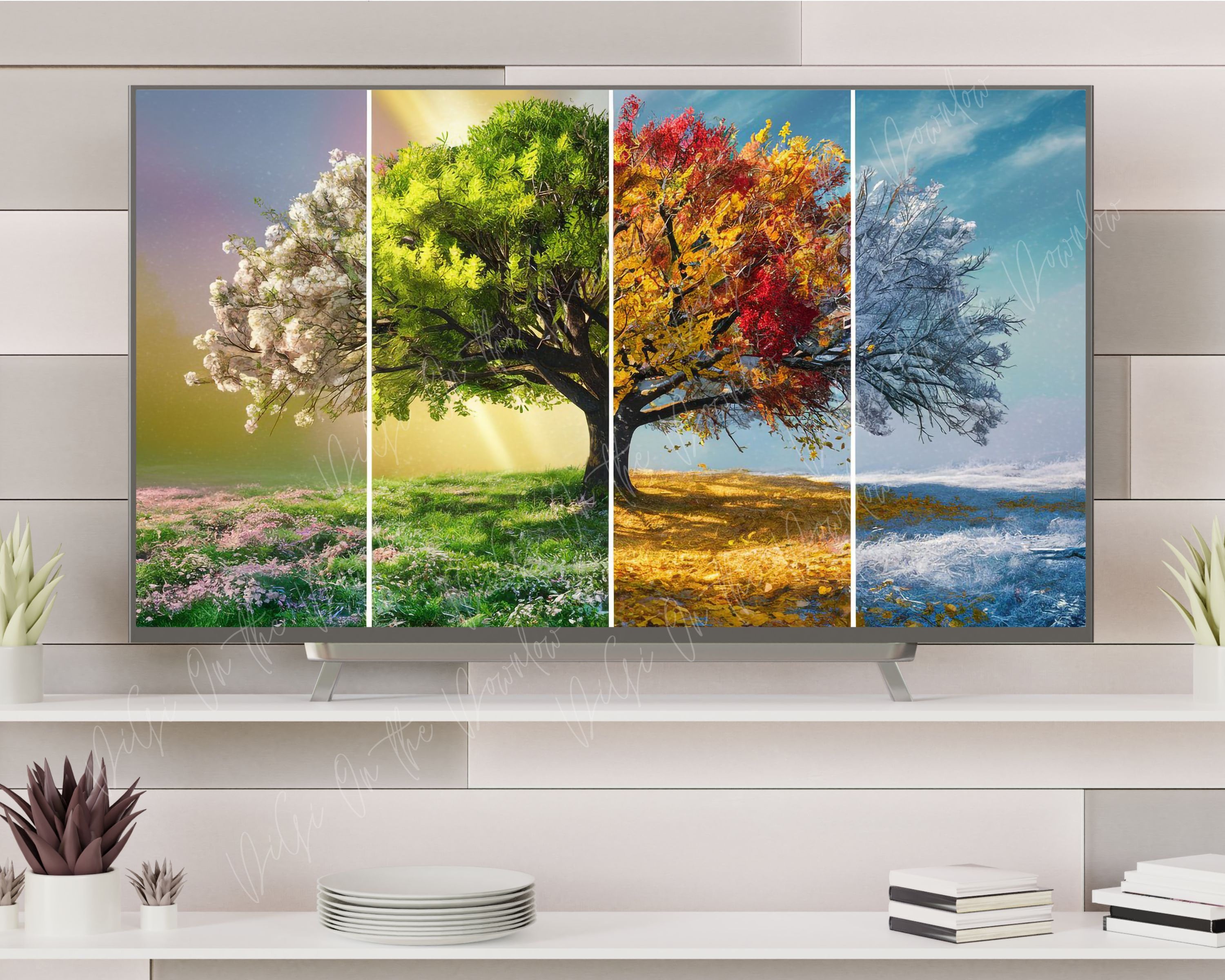 Four Seasons Tree TV Frame Art - Panoramic Seasonal Transition ...