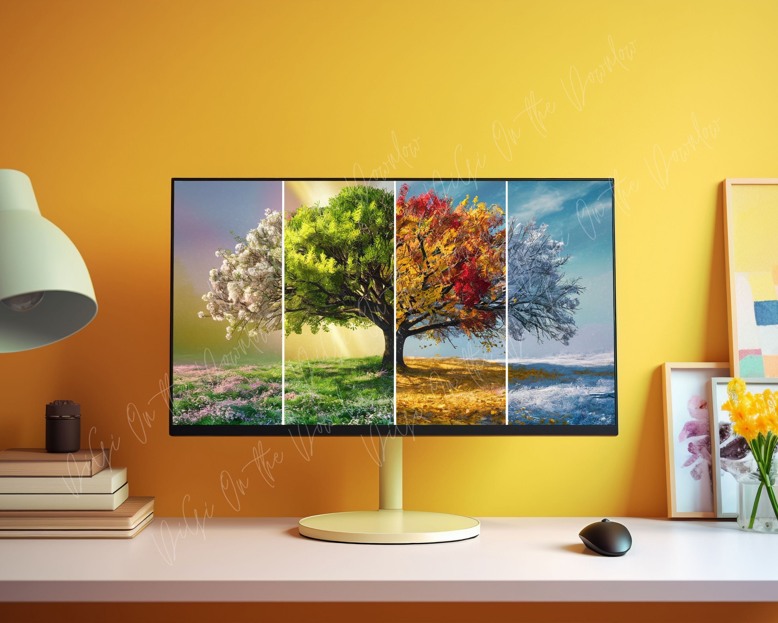 Four Seasons Tree TV Frame Art - Panoramic Seasonal Transition ...