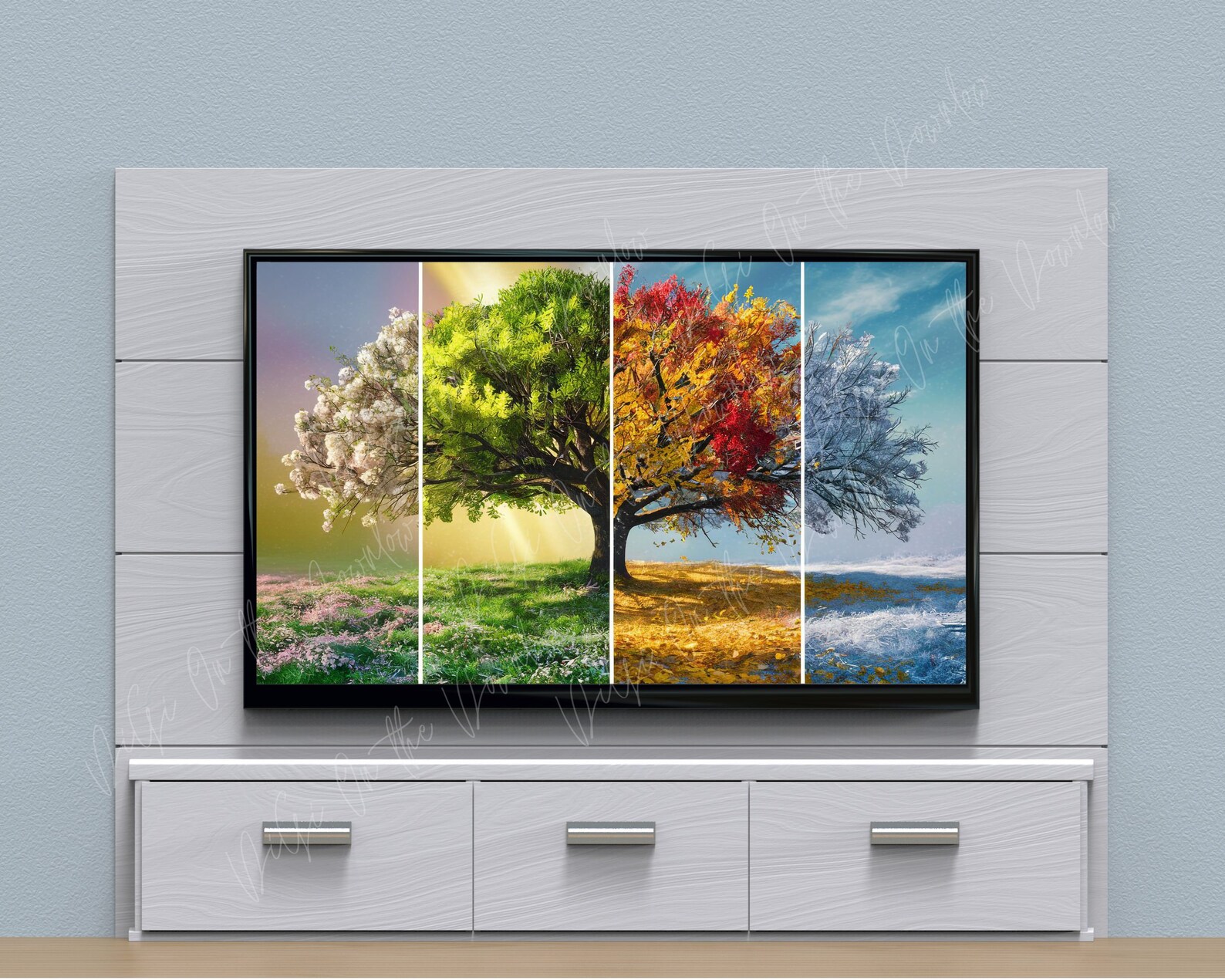 Four Seasons Tree TV Frame Art - Panoramic Seasonal Transition ...