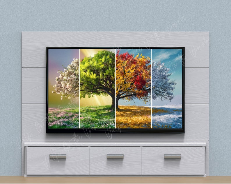 Four Seasons Tree TV Frame Art - Panoramic Seasonal Transition ...