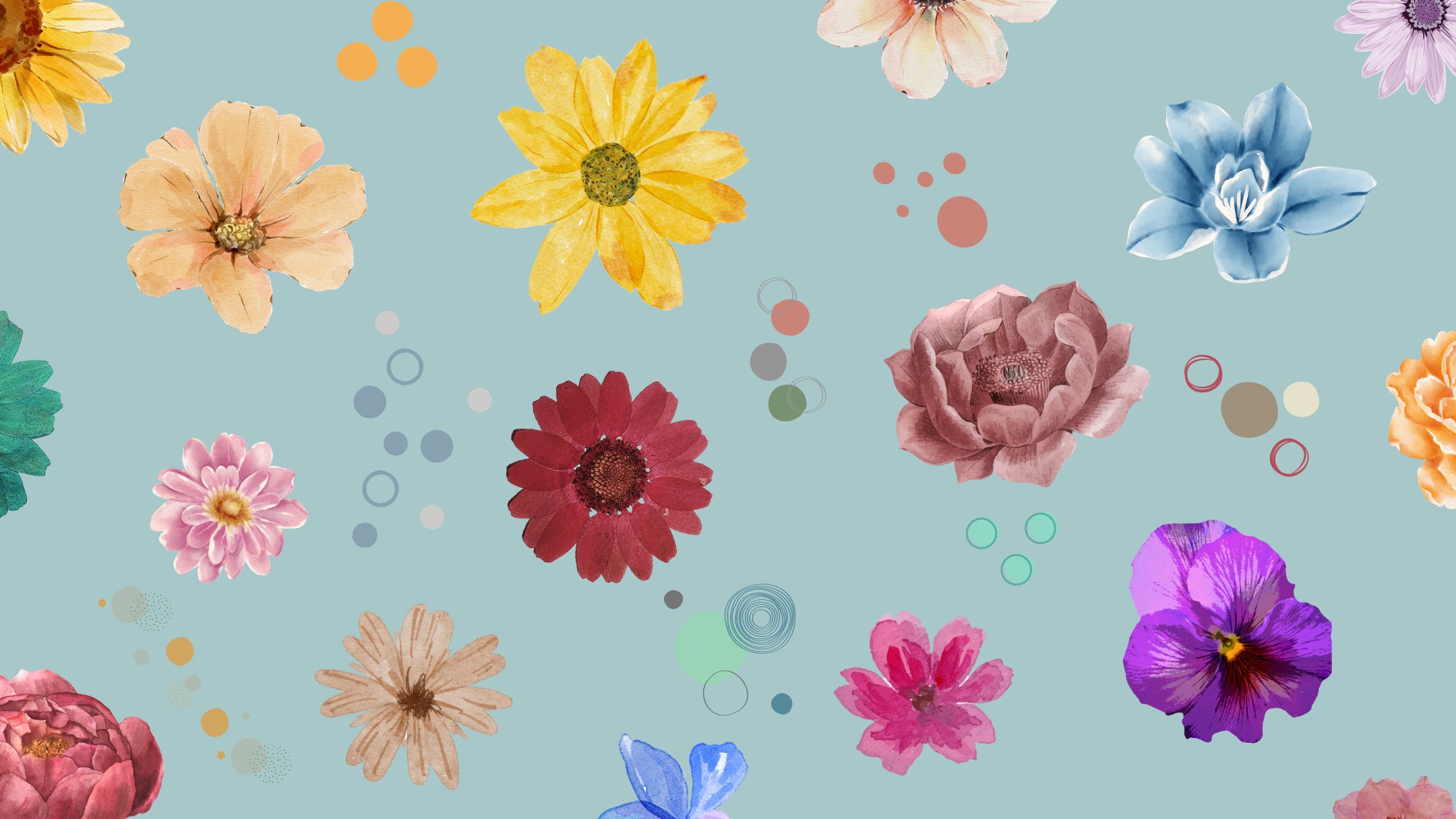 Floral Polka Dot Desktop Wallpaper - Etsy
