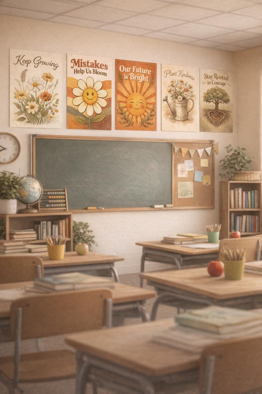 Retro Botanical Classroom Decor | 6 Growth Mindset Posters | Muted Boho ...