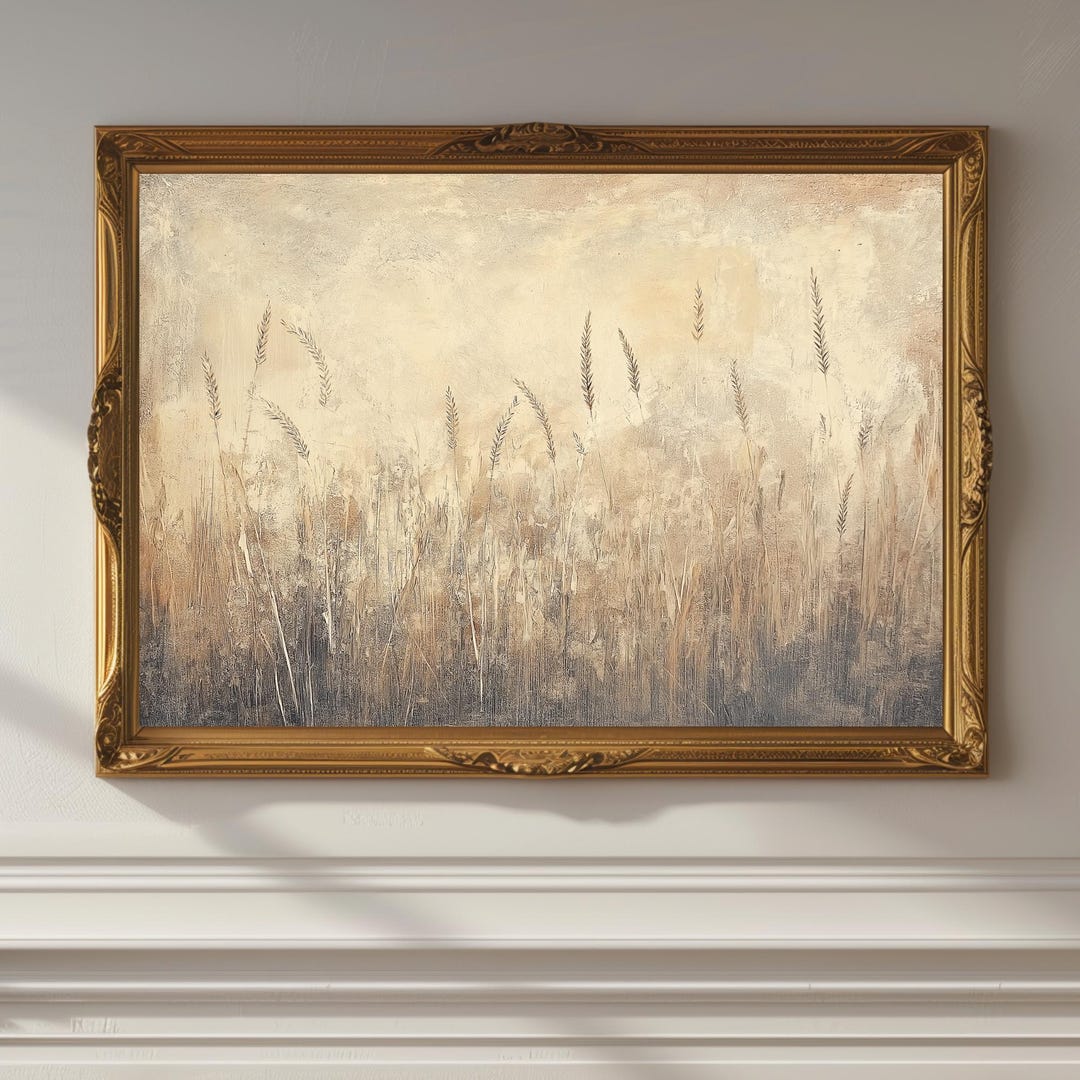 Abstract Wheat Field - Fine Art Painting - Rustic Muted Colors - Moody ...
