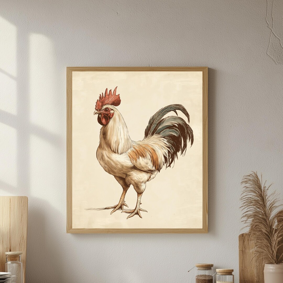 Color Sketch Drawing - Chicken - Farm, Country Art Print - Farmhouse ...