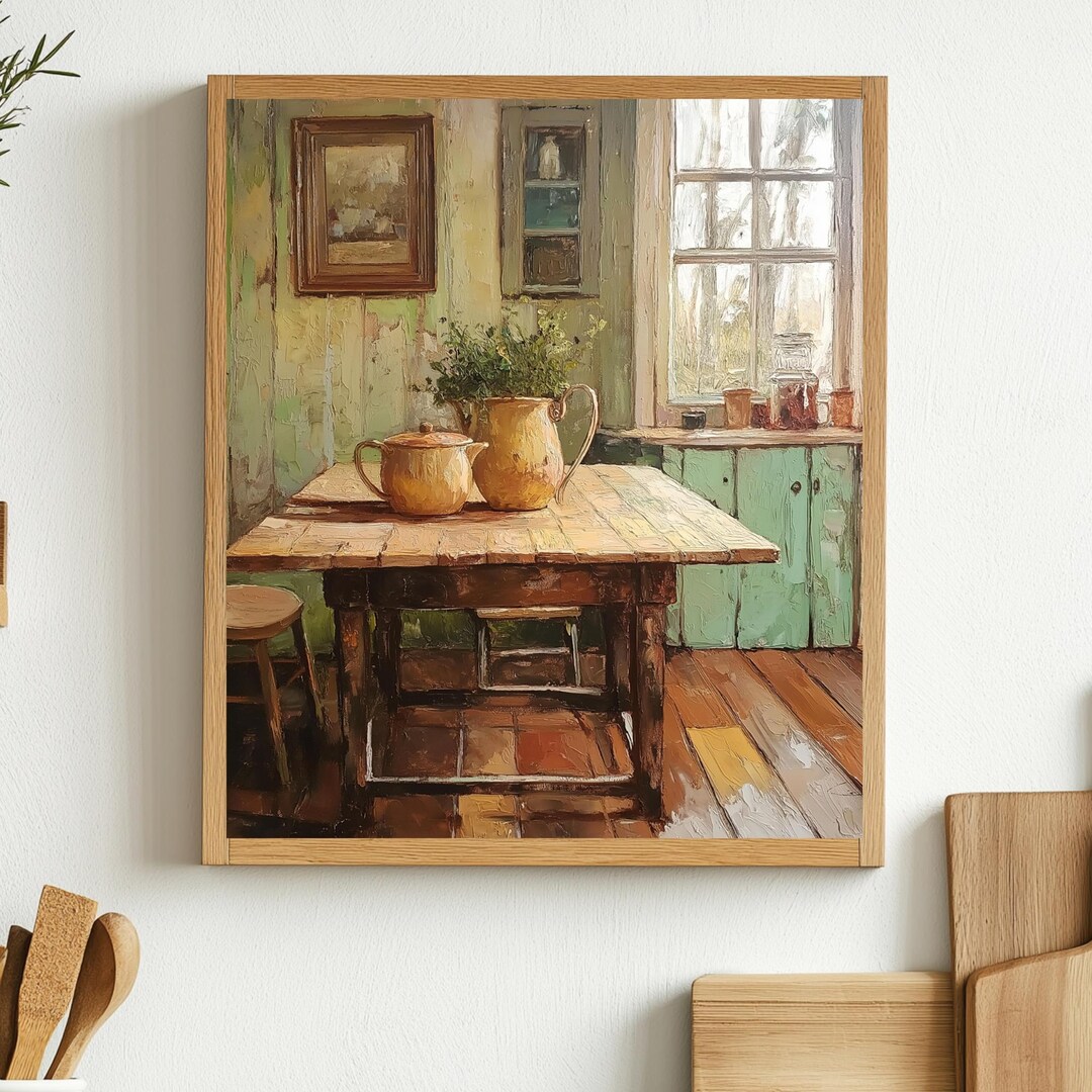 Kitchen Setting - Table - Farm and Country - Art Painting - Country ...