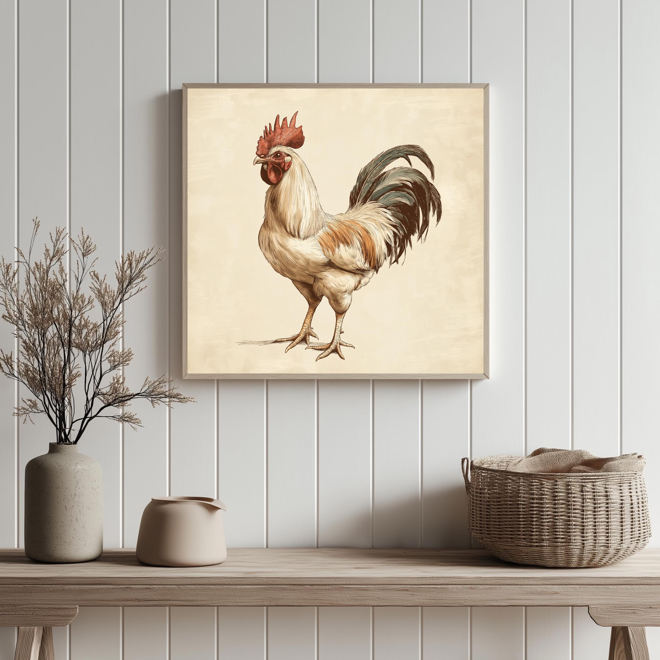 Color Sketch Drawing - Chicken - Farm, Country Art Print - Farmhouse ...
