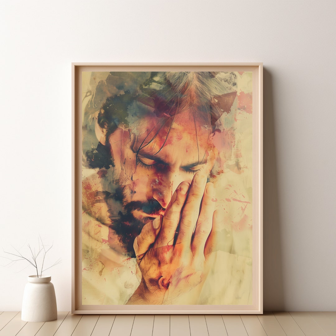 Jesus Praying Portrait Painting Modern Christian Art Print Digital ...