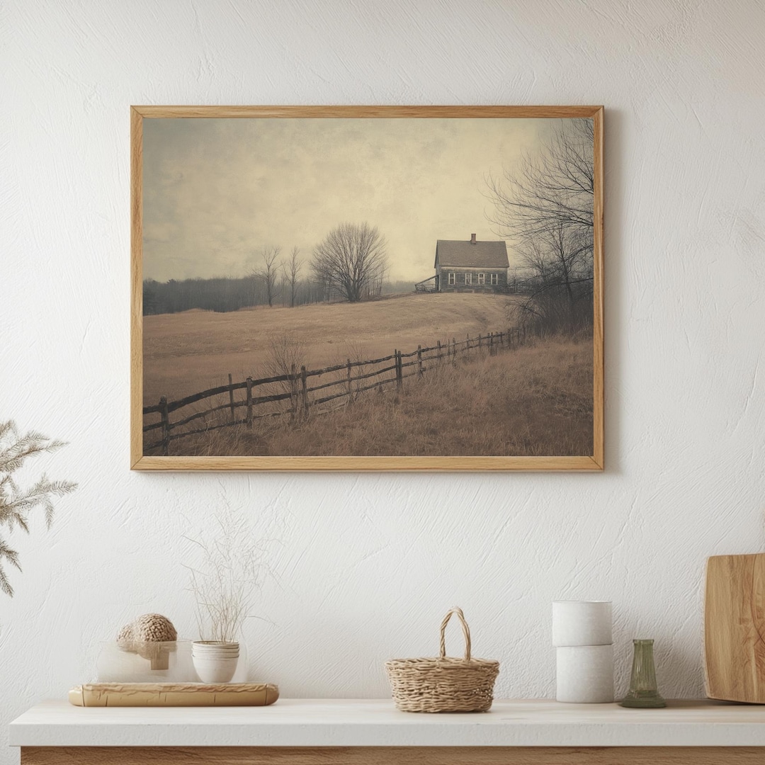 Rustic Farmhouse Art Painting - Farm and Country Decor - Dark Colors ...