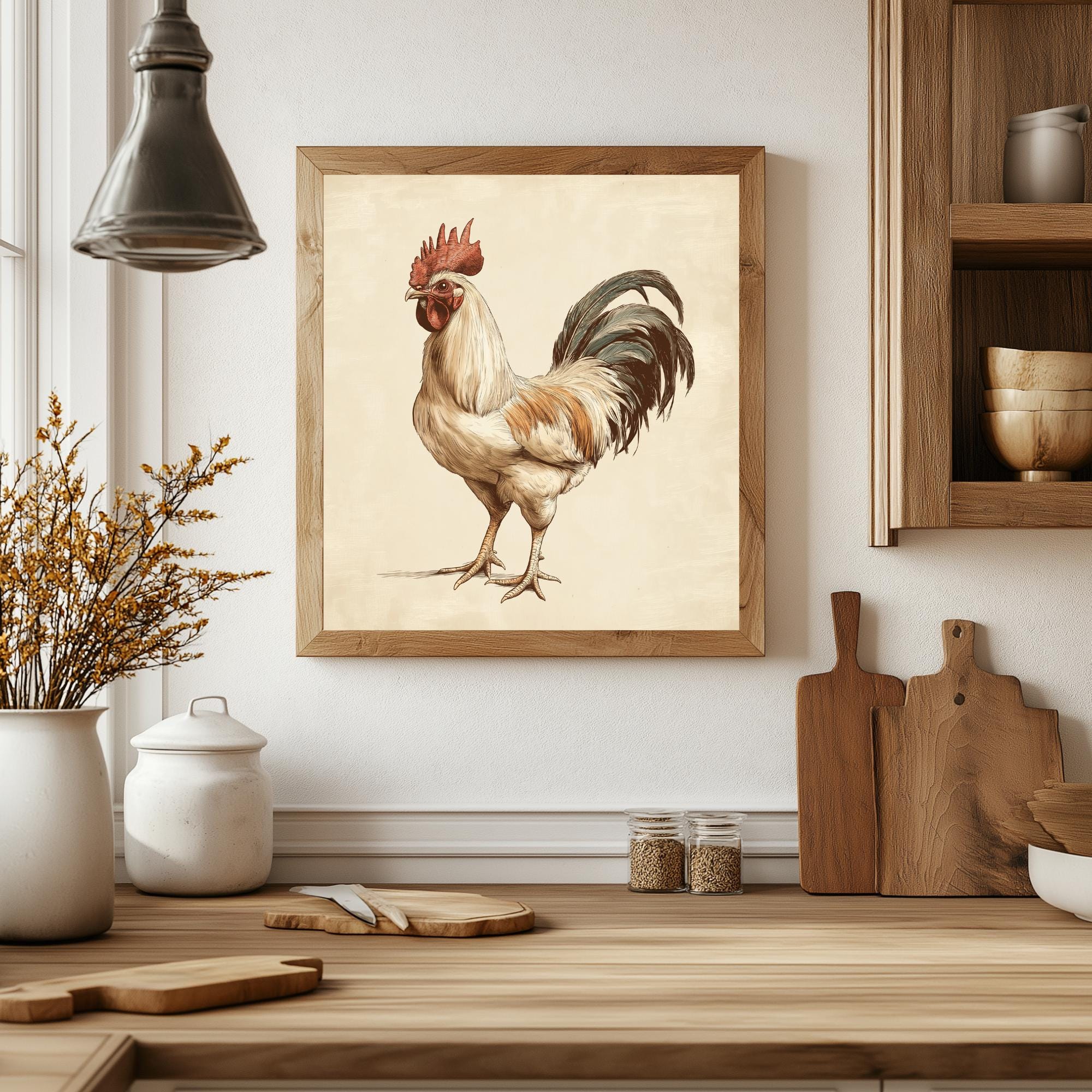 Color Sketch Drawing - Chicken - Farm, Country Art Print - Farmhouse ...
