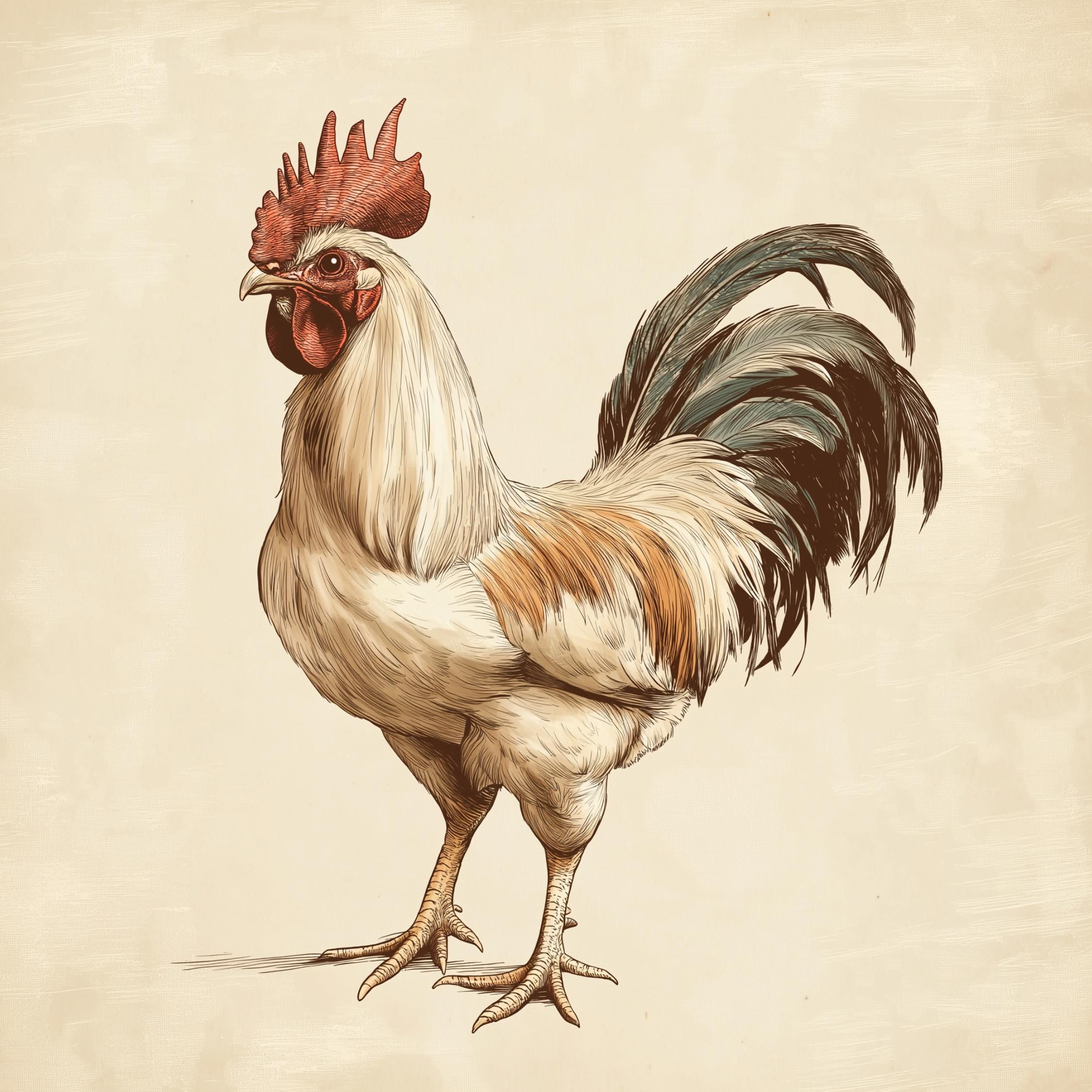 Color Sketch Drawing - Chicken - Farm, Country Art Print - Farmhouse ...