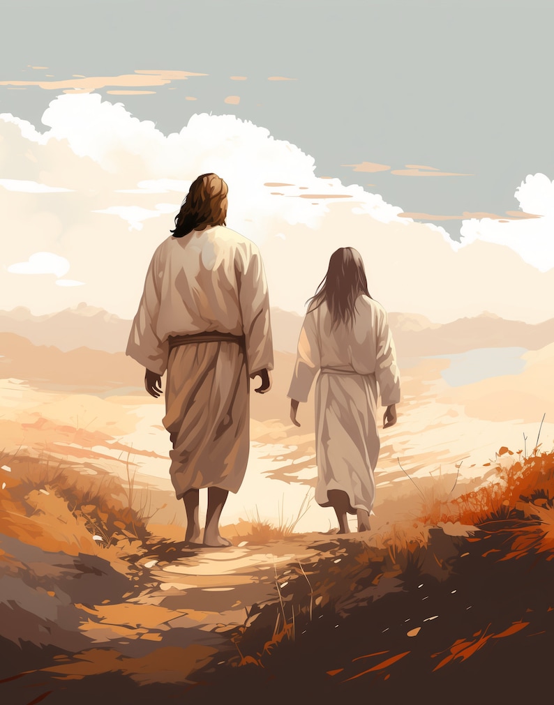 Walking With Jesus Women Walking With Jesus Modern Christian Art Print ...